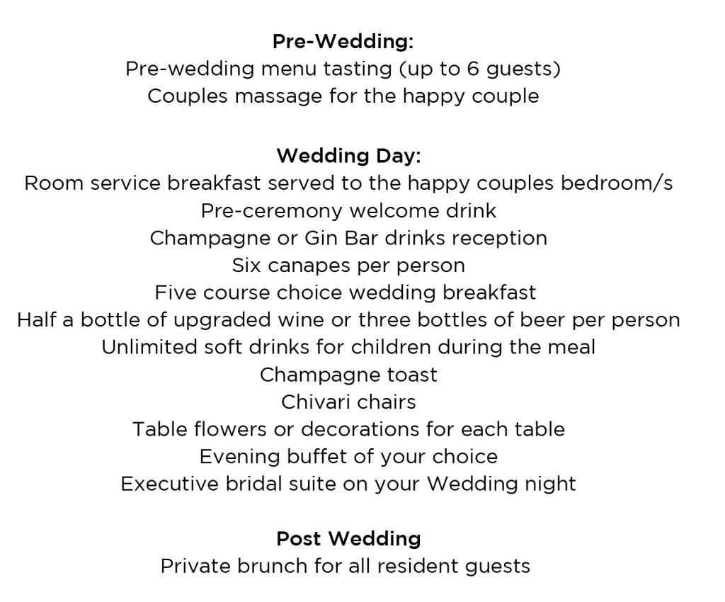 WEDDING PACKAGES – Castle Green Hotel